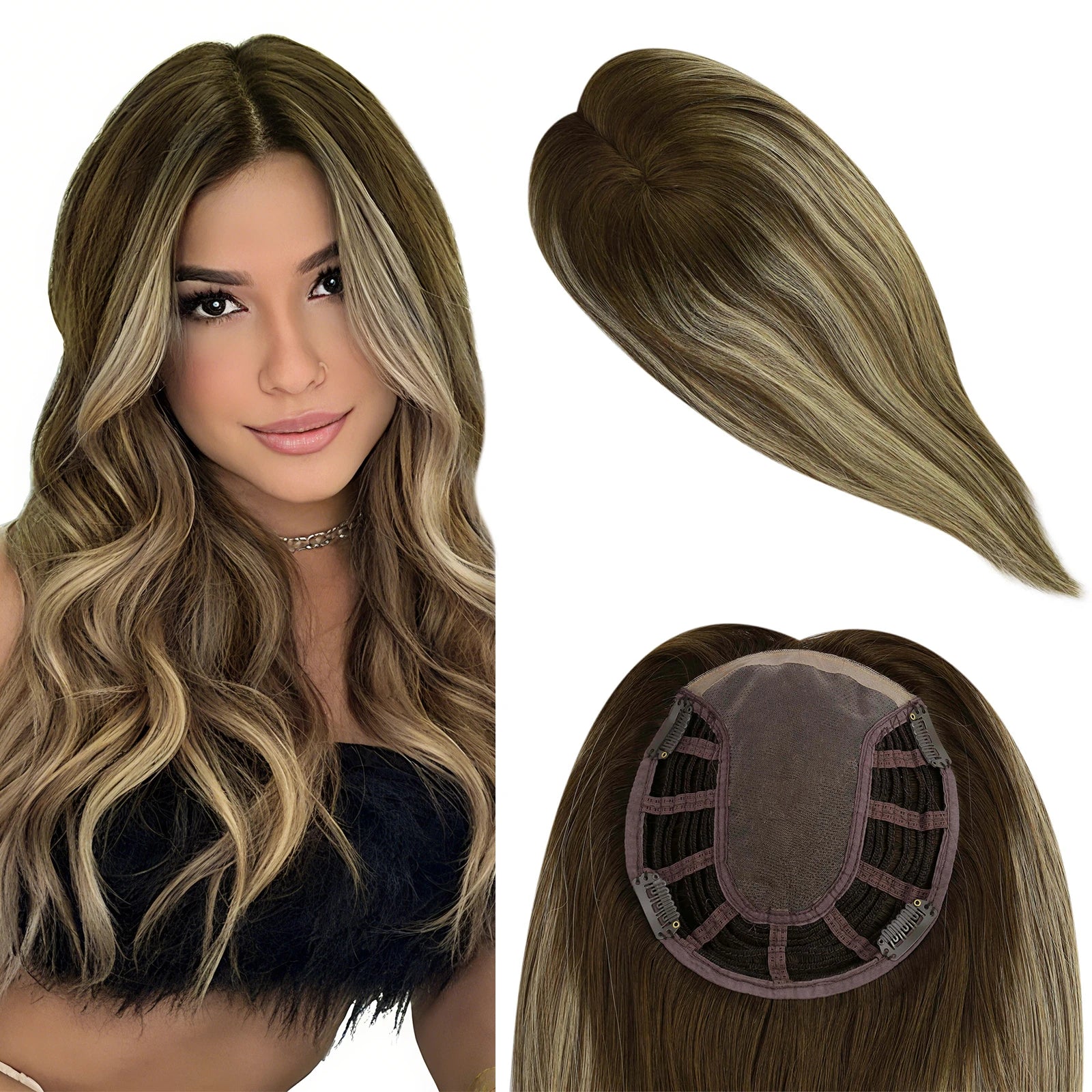 Virgin Topper 100% Human Hair Topper Women Topper Hair Piece Large Base ...