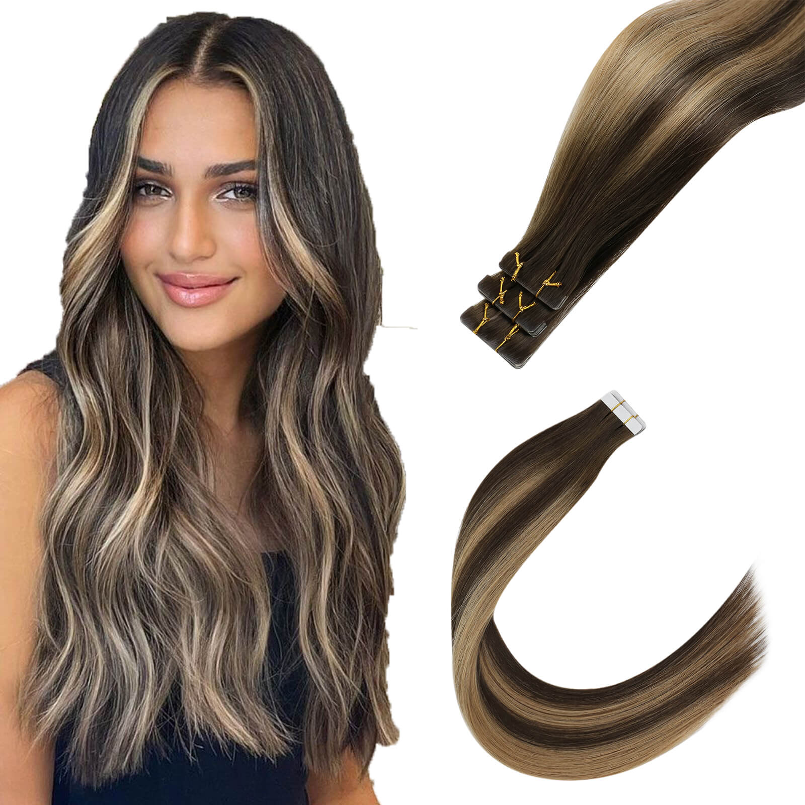 Virgin+ Injection Tape Hair Extensions Human Hair Balayage #BM – Vivien ...