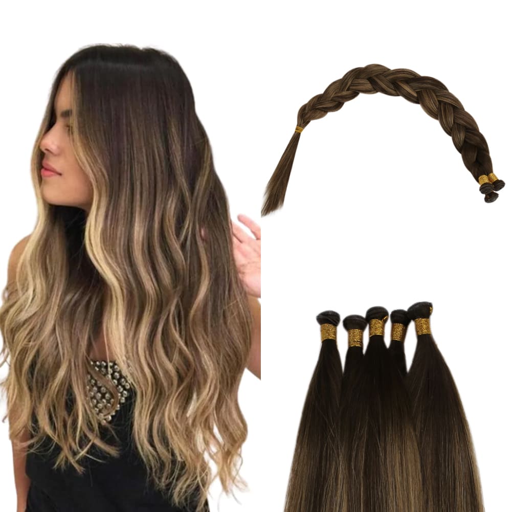 Hair Bundle Vivien Virgin Genius Weft Extensions Brown Balayage #bm ...