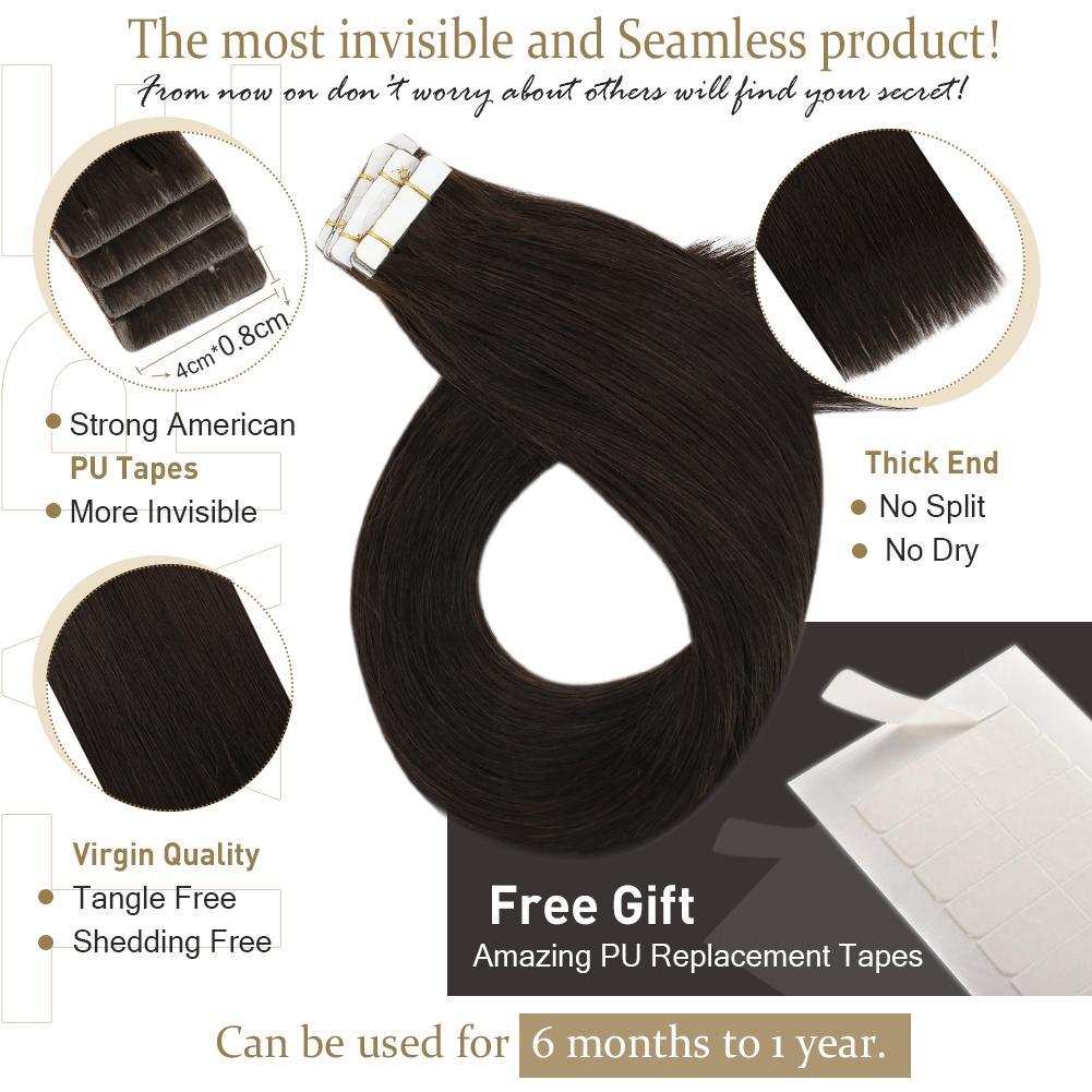 Invisible Seamless 100% Real Injection Virgin Tape in Hair Extensions ...